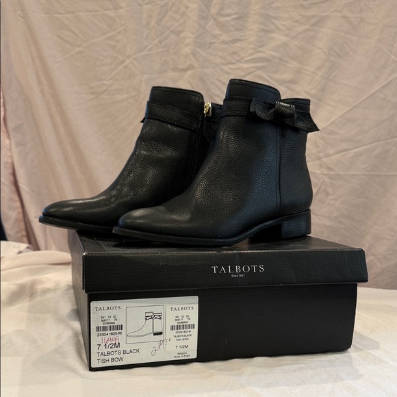 Talbots | Shoes | Talbots Elegant Black Ankle Booties With Bow | Poshmark